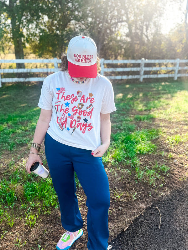 Ivory Good Old Days Baseball Cropped Tee – EmClaire Lane